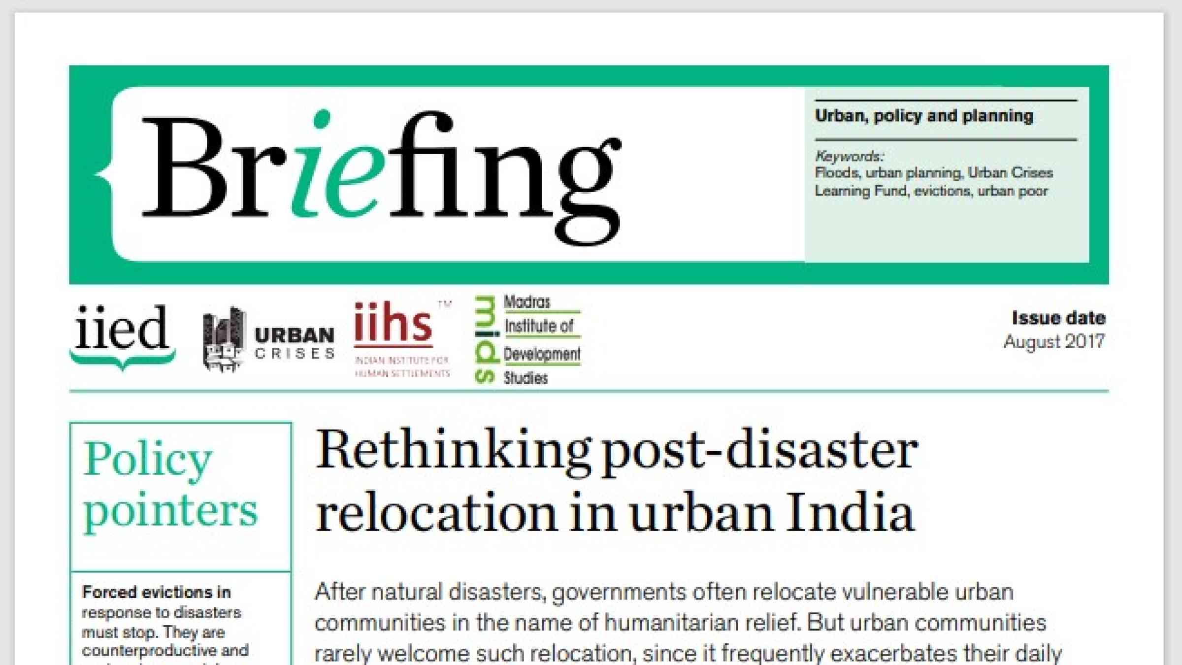 Rethinking post-disaster relocation in urban India | IRP