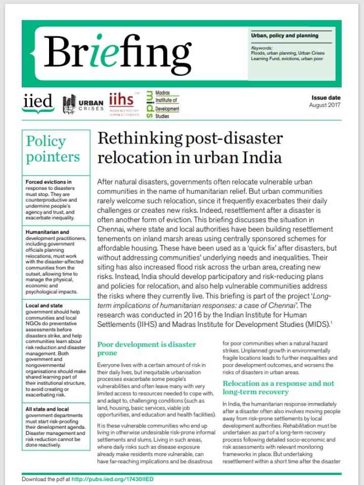 Rethinking post-disaster relocation in urban India | IRP